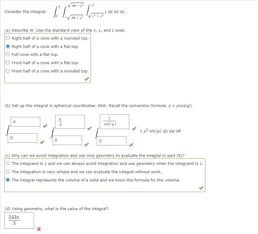 Solved Consider the integral: | Chegg.com