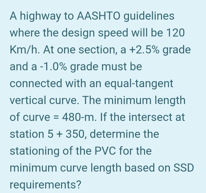 Solved Determine the stationing of the curve high point for | Chegg.com