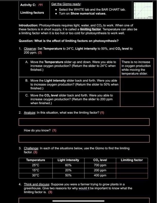 Solved Student Exploration: Photosynthesis Lab Directions: | Chegg.com
