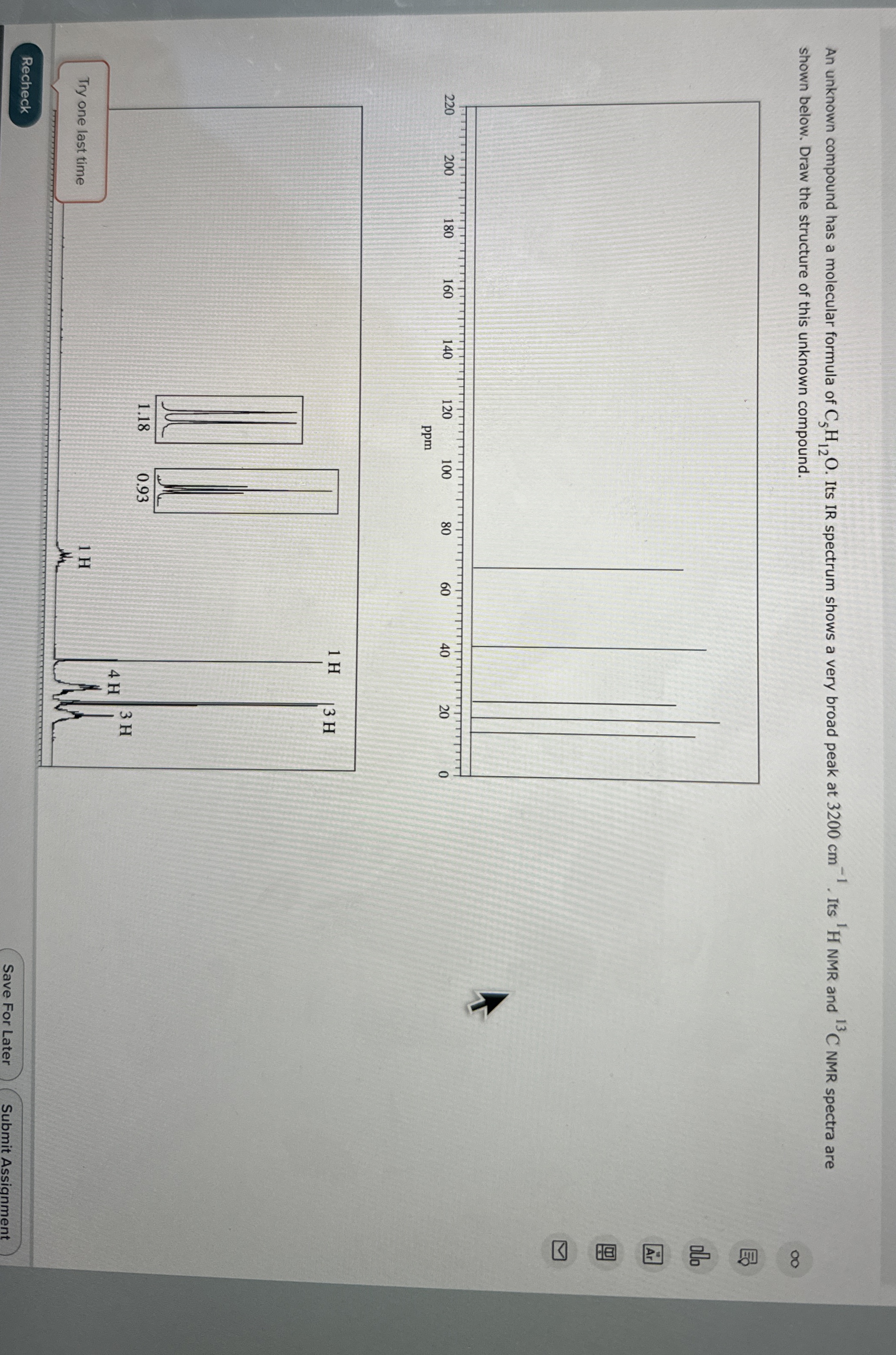 Solved An unknown compound has a molecular formula of | Chegg.com