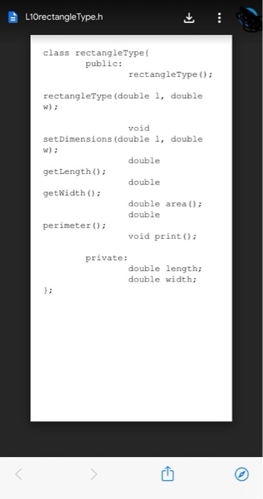 Solved Description Update the rectangleType example from | Chegg.com