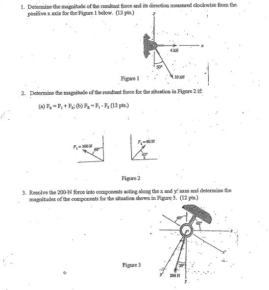 Solved 1. ﻿Determine the magnitude of the resultant force | Chegg.com