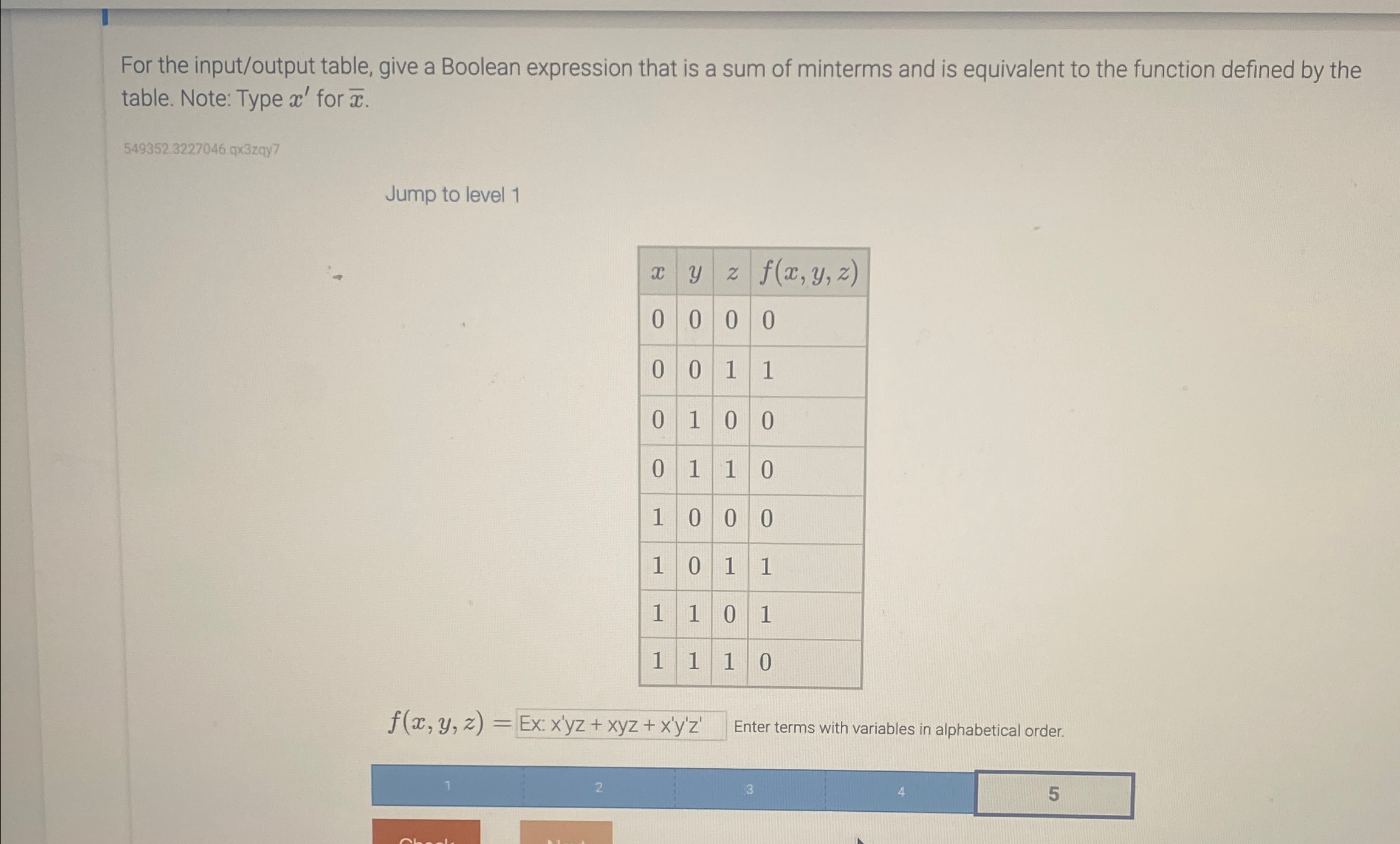 Solved For the input/output table, give a Boolean expression | Chegg.com