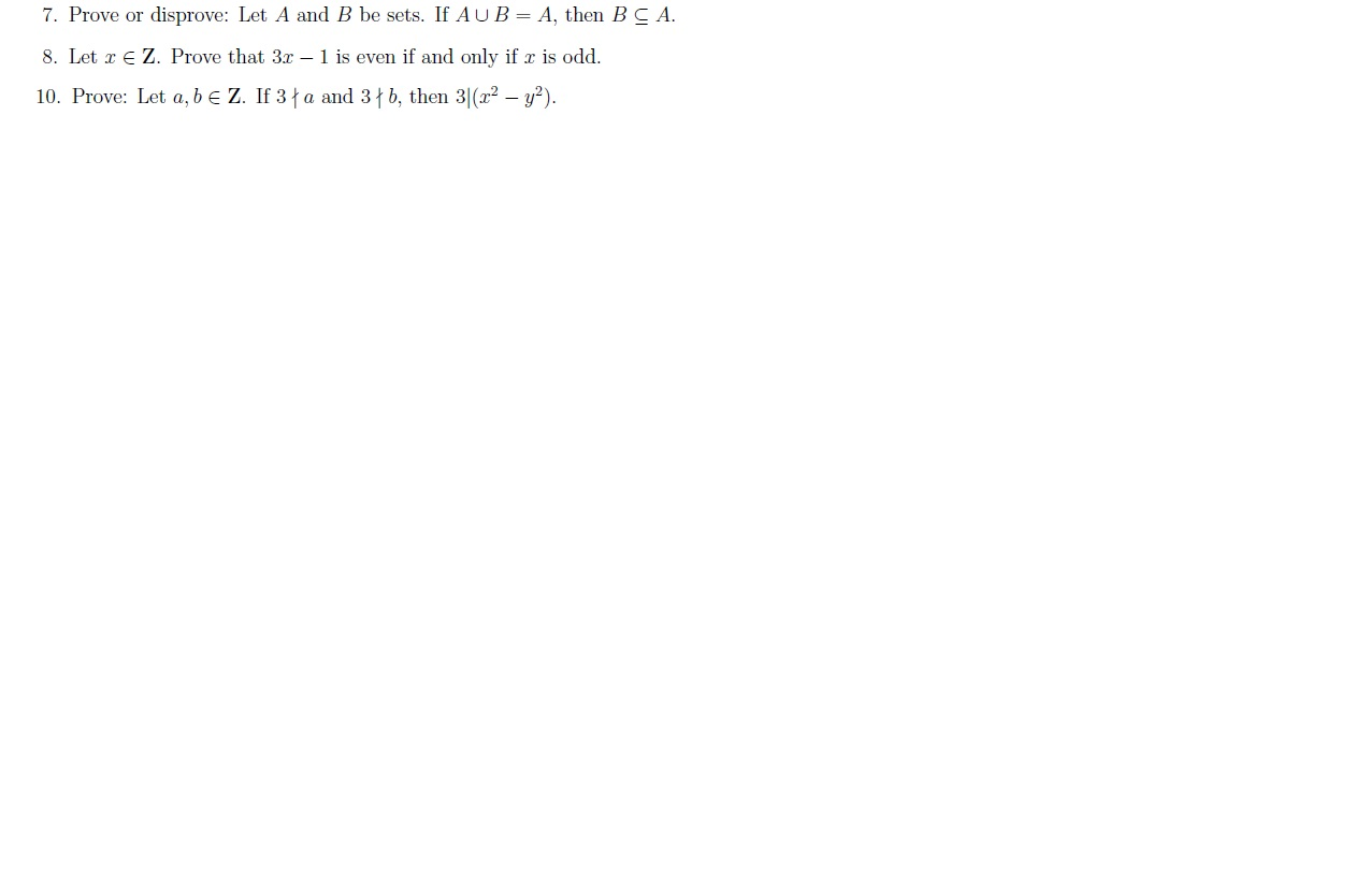 Solved Prove or disprove: Let A and B be sets. If A B = A, | Chegg.com