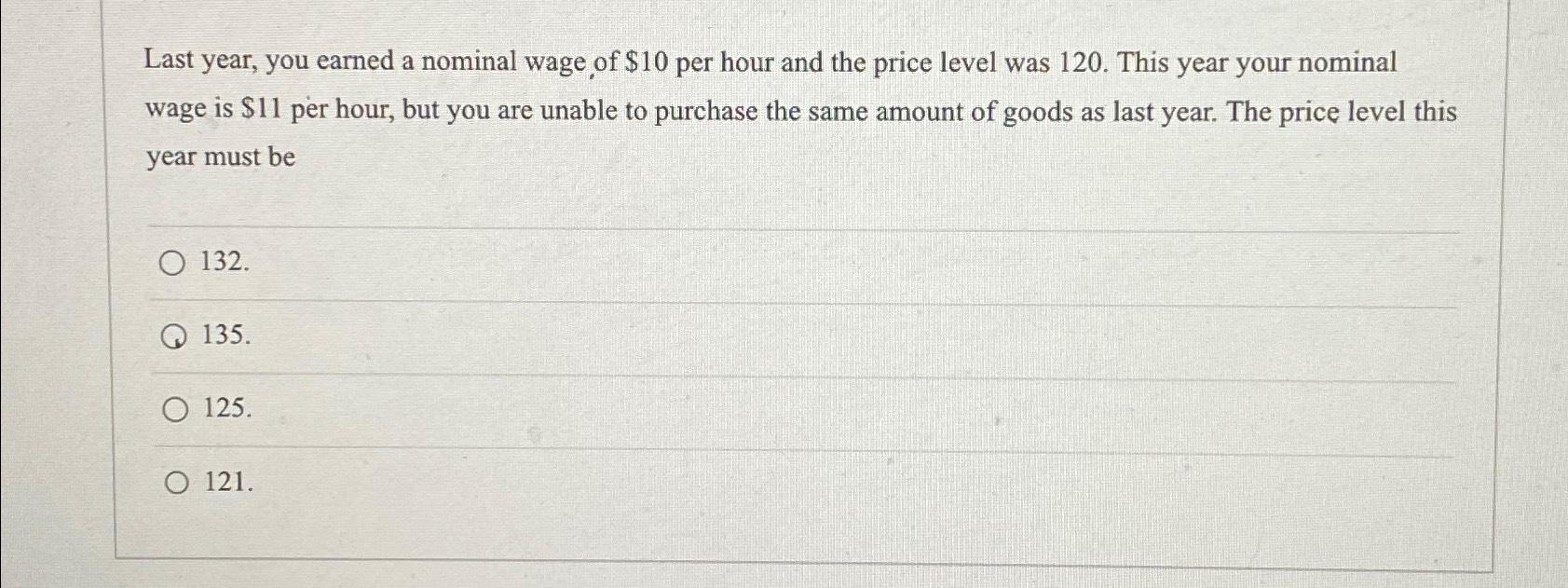 Solved Last year, you earned a nominal wage of $10 ﻿per hour | Chegg.com