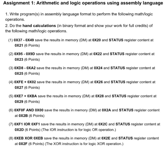 Solved Assignment 1 Arithmetic And Logic Operations Using 1423