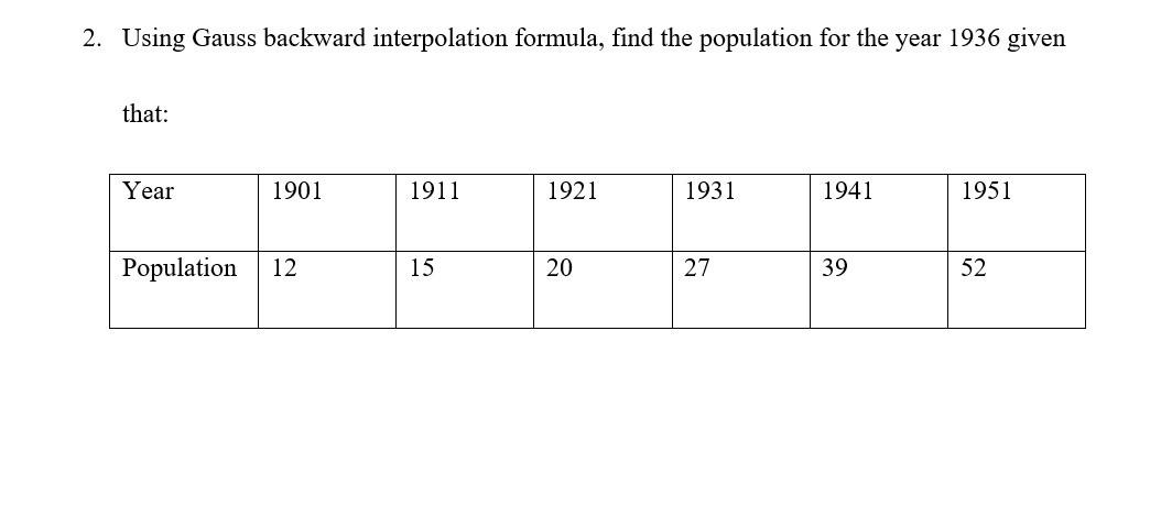 Solved 2 Using Gauss Backward Interpolation Formula Find 5679