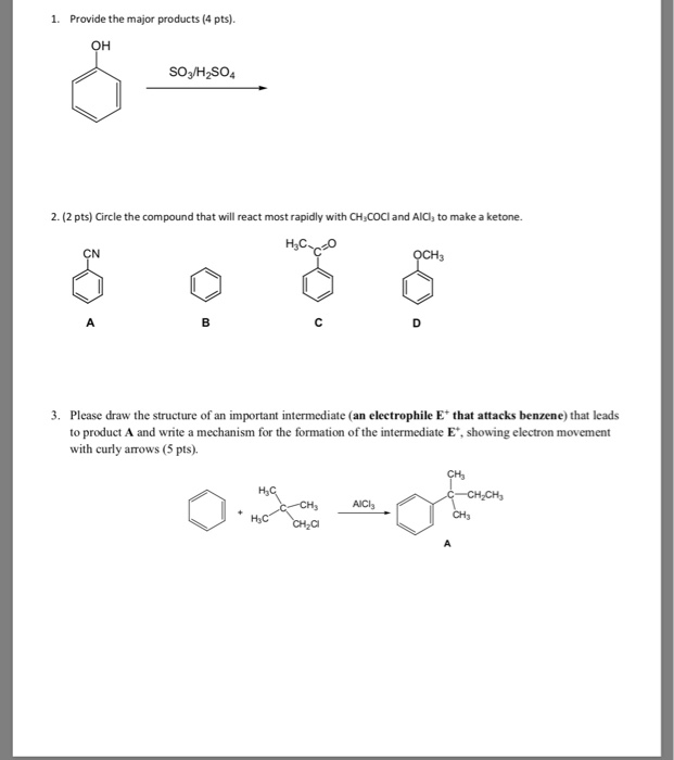 Solved 1. Provide the major products (4 pts). OH SO3/H2SO4 | Chegg.com