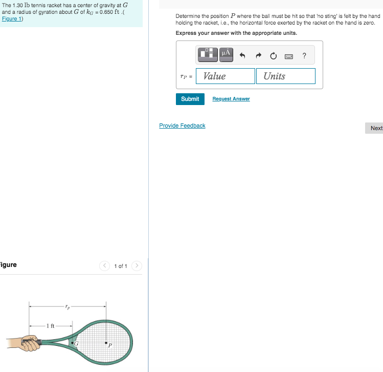 Solved The 1.30 ﻿lb tennis racket has a center of gravity at | Chegg.com