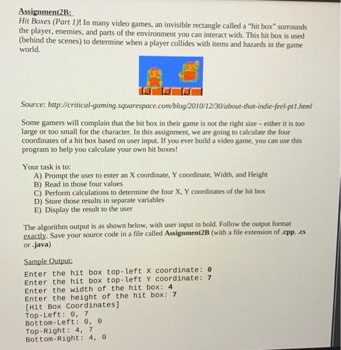Solved Assignment2B: Hit Boxes (Part 1)! In many video | Chegg.com