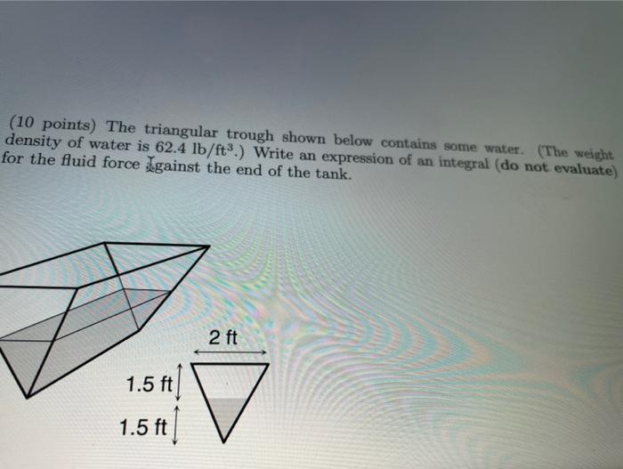 Solved (10 points) The triangular trough shown below | Chegg.com