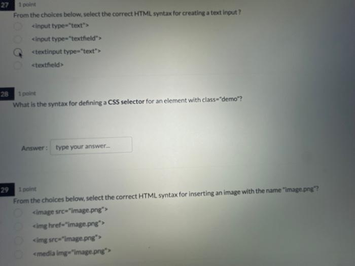 Solved 27 2 point From the choices below, select the correct | Chegg.com