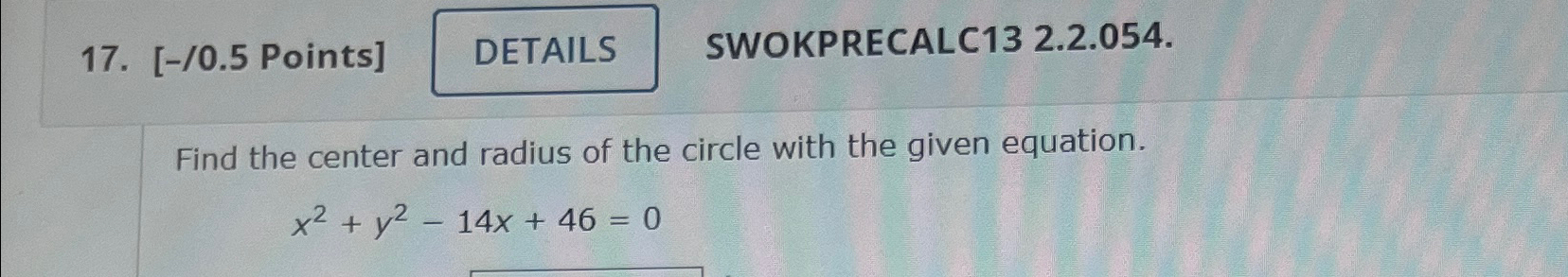 Solved Find the center and radius of the circle with the | Chegg.com Solved Find the center and radius of the circle with the | Chegg.com