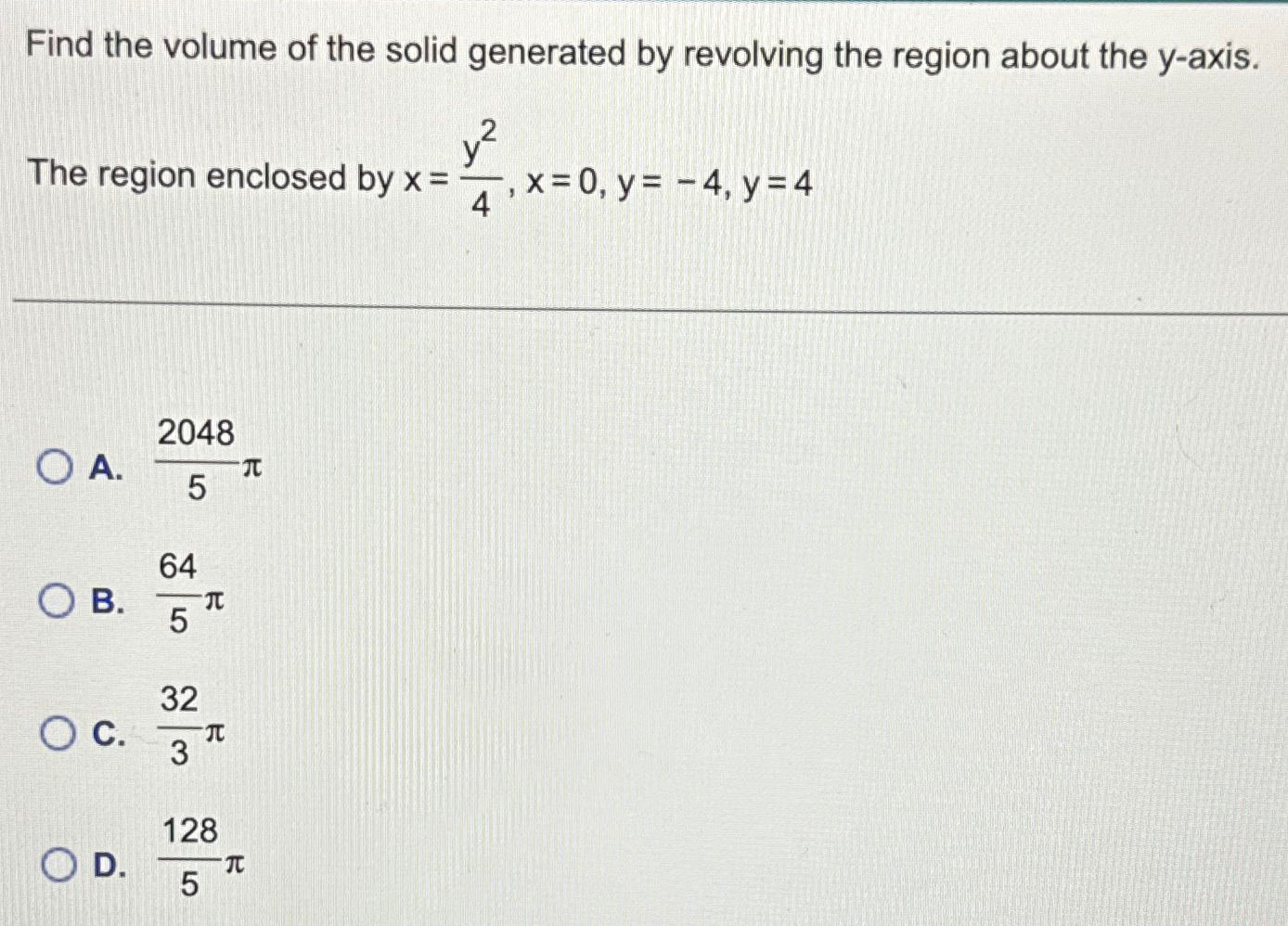Solved Find the volume of the solid generated by revolving | Chegg.com