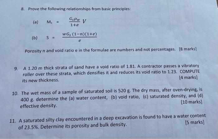 Solved 8. Prove the following relationships from basic | Chegg.com