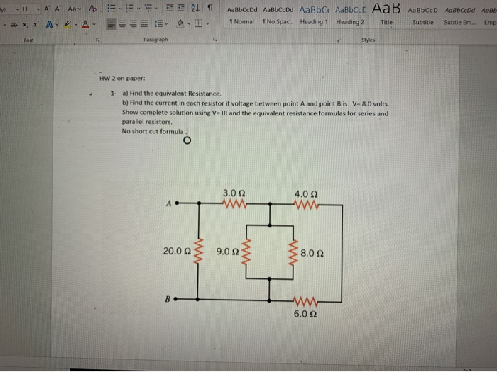 Solved A A Aa A E EE AaBbCcDd AaBbCcDd AaBbC AaBbCct AdB | Chegg.com