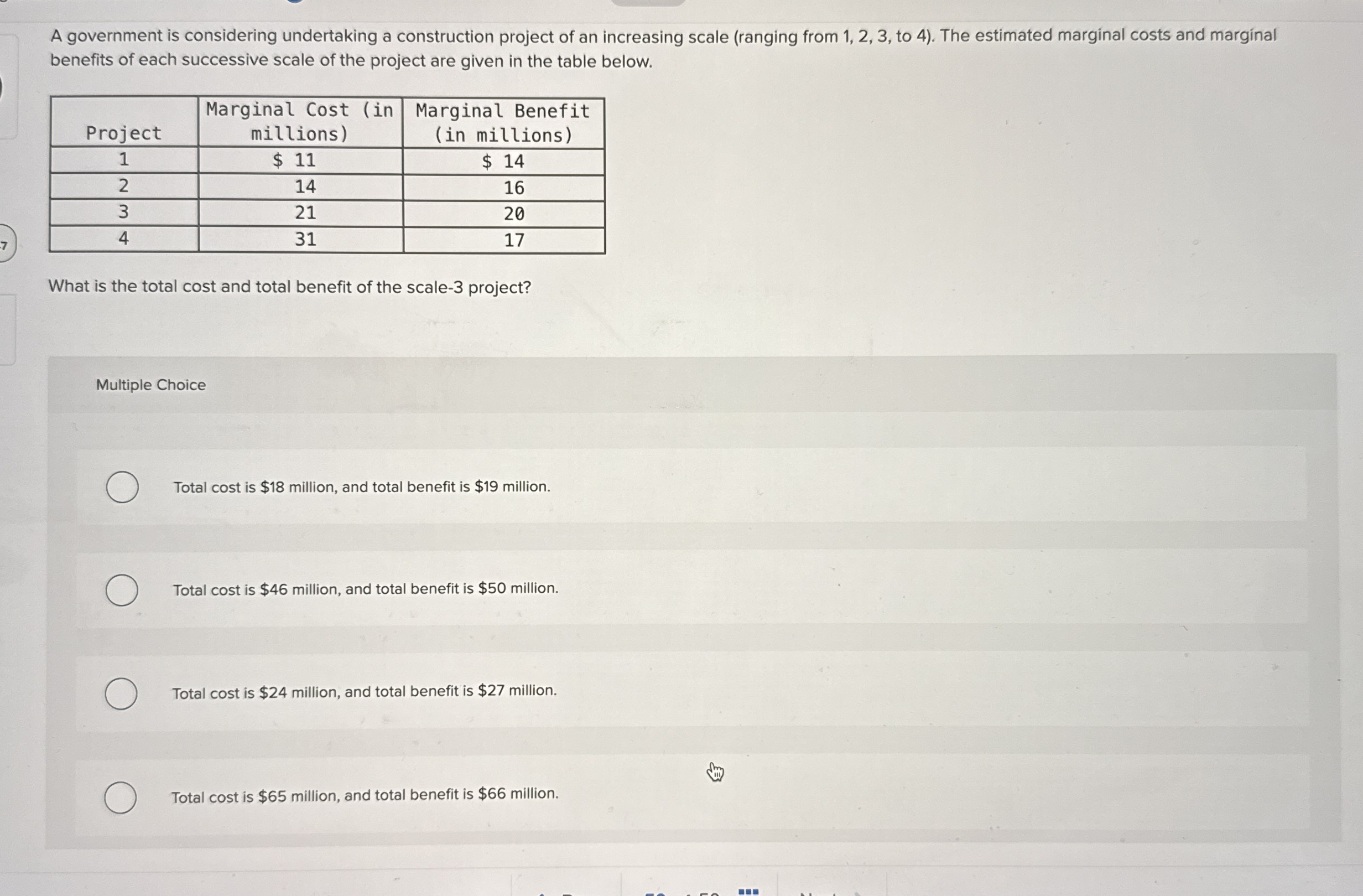 Solved A government is considering undertaking a | Chegg.com