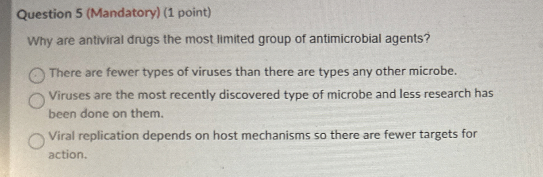 Solved Question 5 (Mandatory) (1 ﻿point)Why are antiviral | Chegg.com