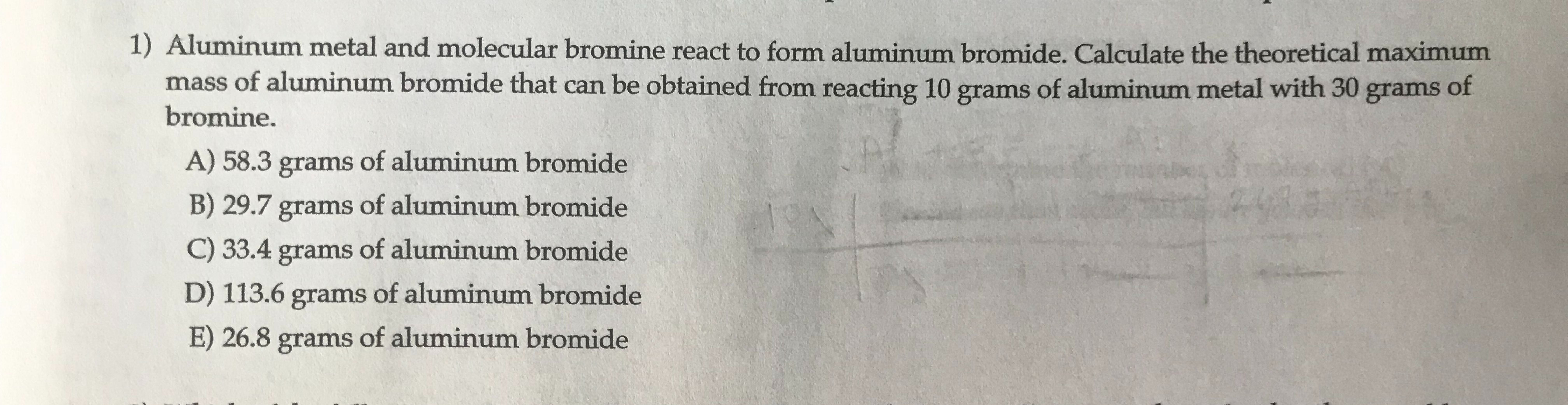 Solved Aluminum metal and molecular bromine react to form | Chegg.com