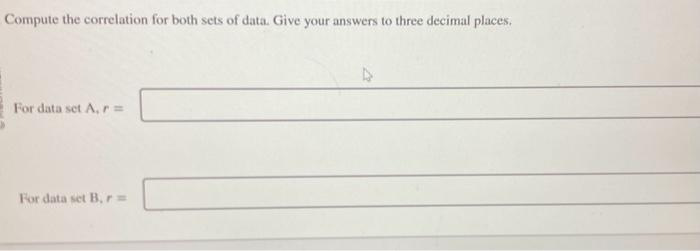 Solved The tables contain two sets of data. Data set A Data | Chegg.com