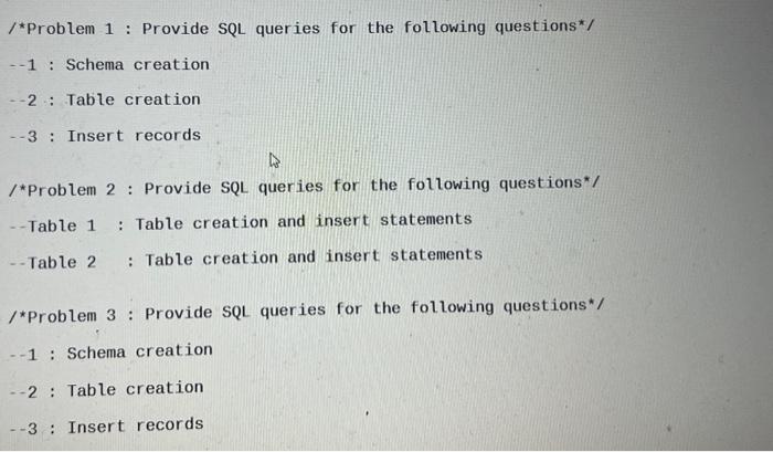 Solved ∗ Problem 1 Provide Sql Queries For The Following 5945
