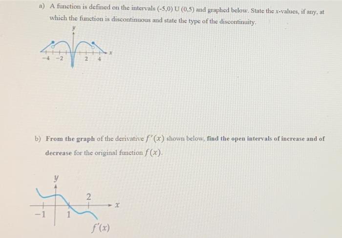 Solved a) A function is defined on the intervals (-5,0) U | Chegg.com