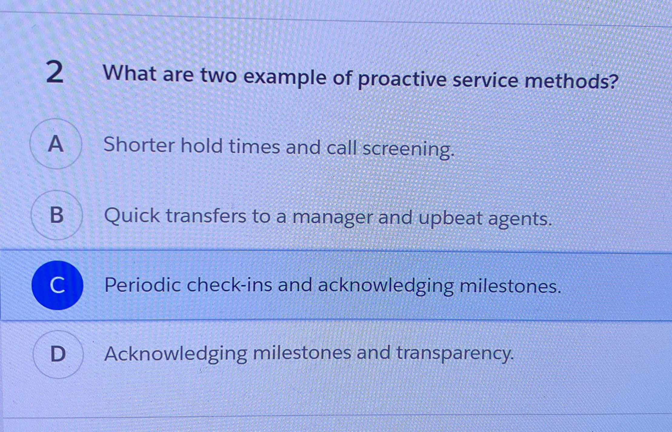 Solved 2 ﻿What are two example of proactive service | Chegg.com