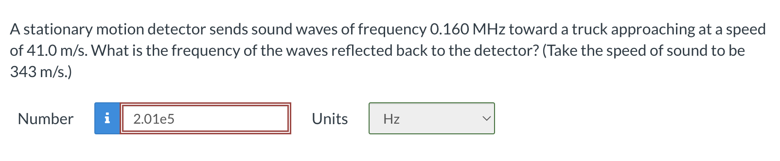 Solved A stationary motion detector sends sound waves of | Chegg.com