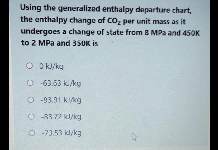Solved Using the generalized enthalpy departure chart, the | Chegg.com