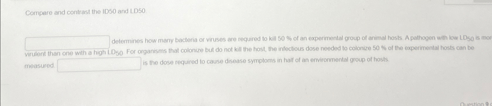 Solved Compare and contrast the ID50 ﻿and LD50.determines | Chegg.com