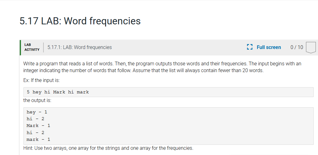 Write a program in JAVA that reads a list of words. | Chegg.com