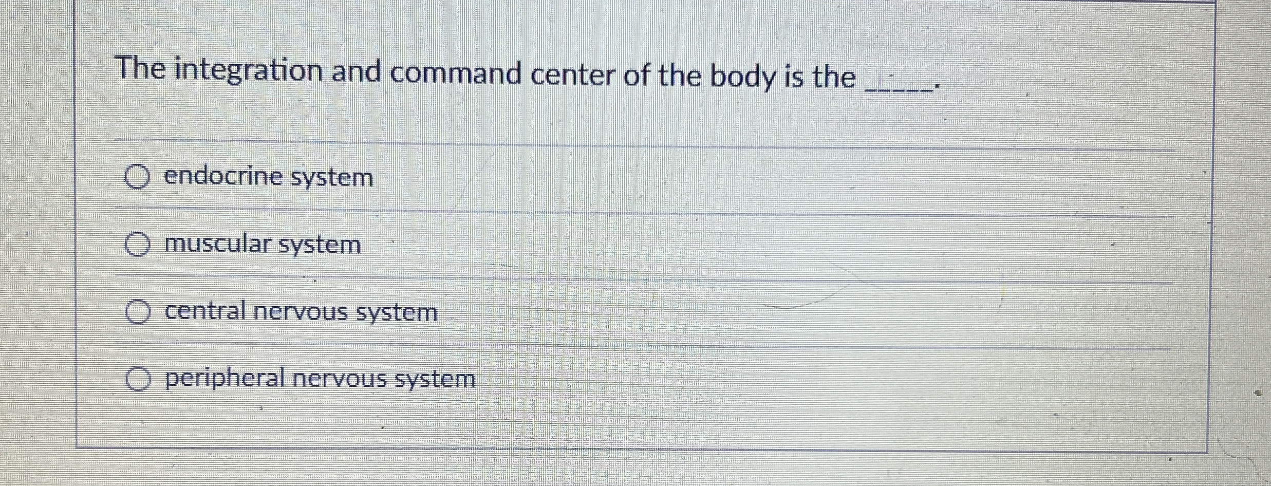 High Quality SOLUTION The integration and command center of the body is ...
