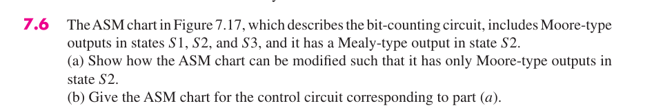 Solved 7.6 ﻿The ASM chart in Figure 7.17, ﻿which describes | Chegg.com