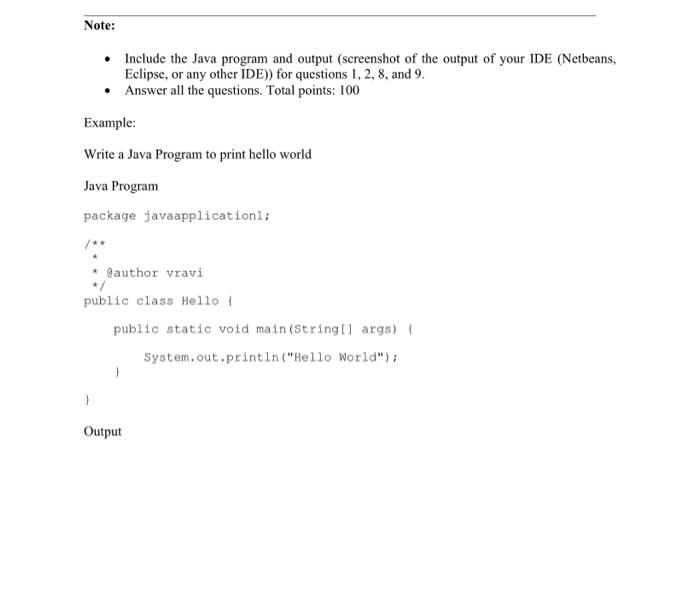 Solved Note: - Include the Java program and output | Chegg.com
