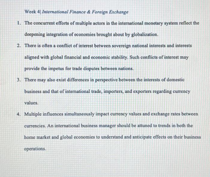 Solved Week 4| Intemational Finance \& Foreign Exchange 1. | Chegg.com