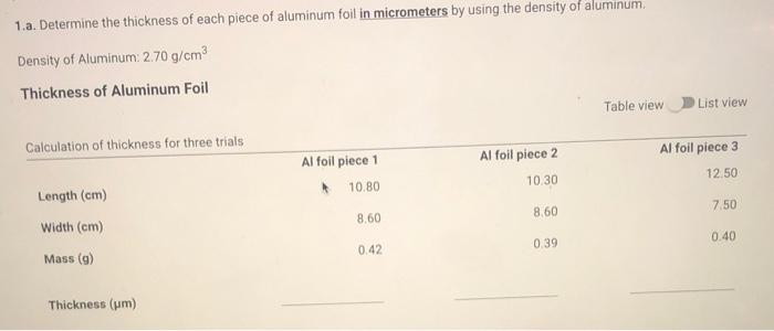 Solved 1.a. Determine the thickness of each piece of | Chegg.com