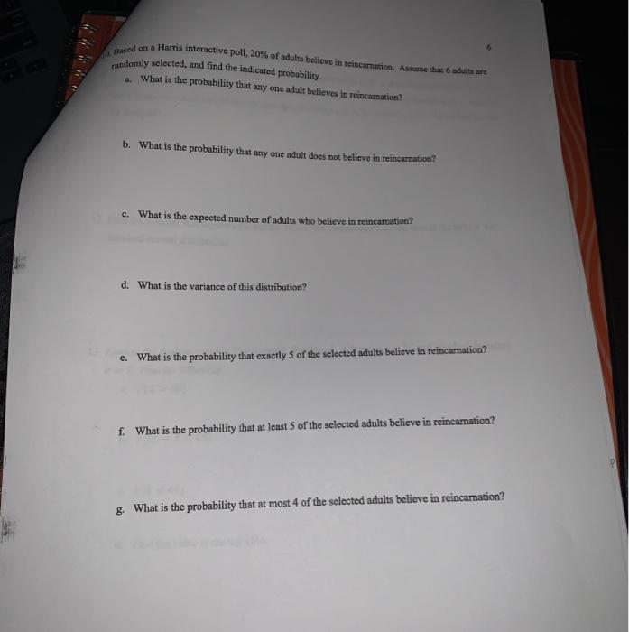 Solved 1. Based on a Harris interactive poll, 20% of adults | Chegg.com