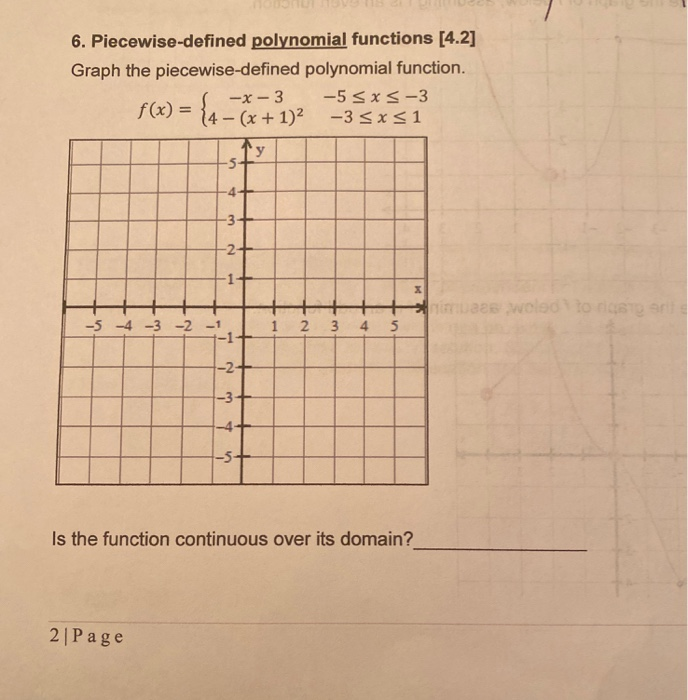 Solved 6. Piecewise-defined polynomial functions [4.2] Graph | Chegg.com