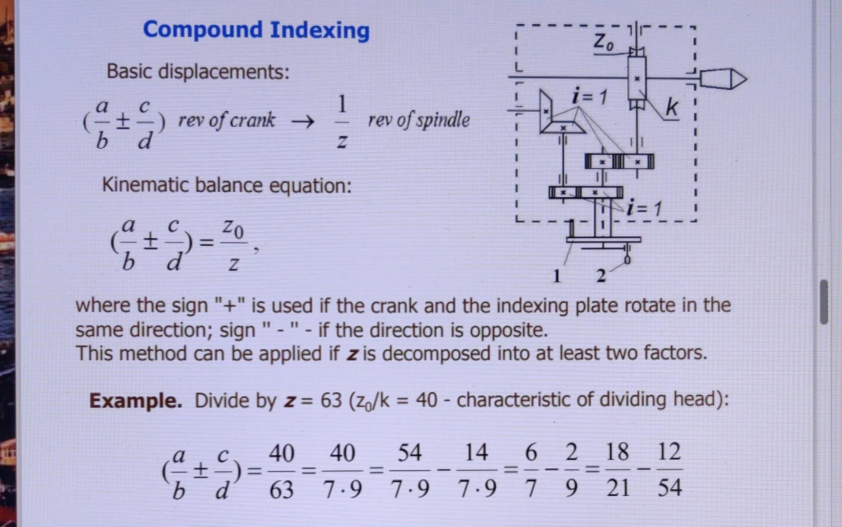 Indexing Methods Simple Indexing If in dividing head | Chegg.com