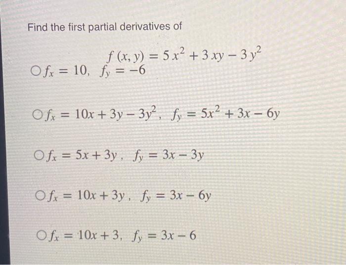 Solved Find the first partial derivatives of | Chegg.com