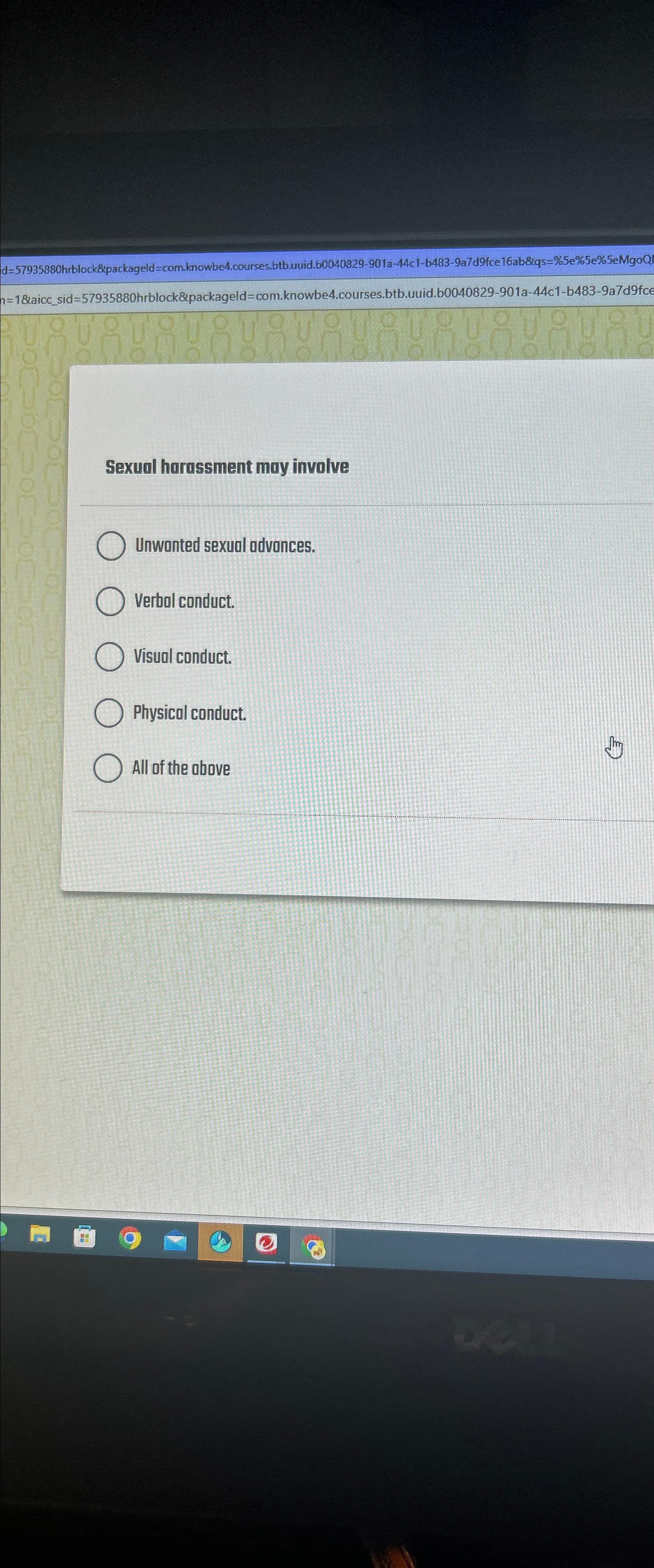 Solved Sexual harassment may involveUnwanted sexuol | Chegg.com