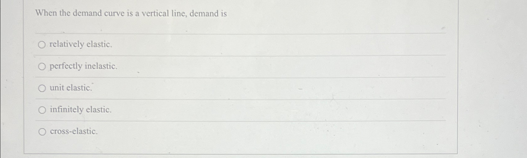 Solved When the demand curve is a vertical line, demand | Chegg.com