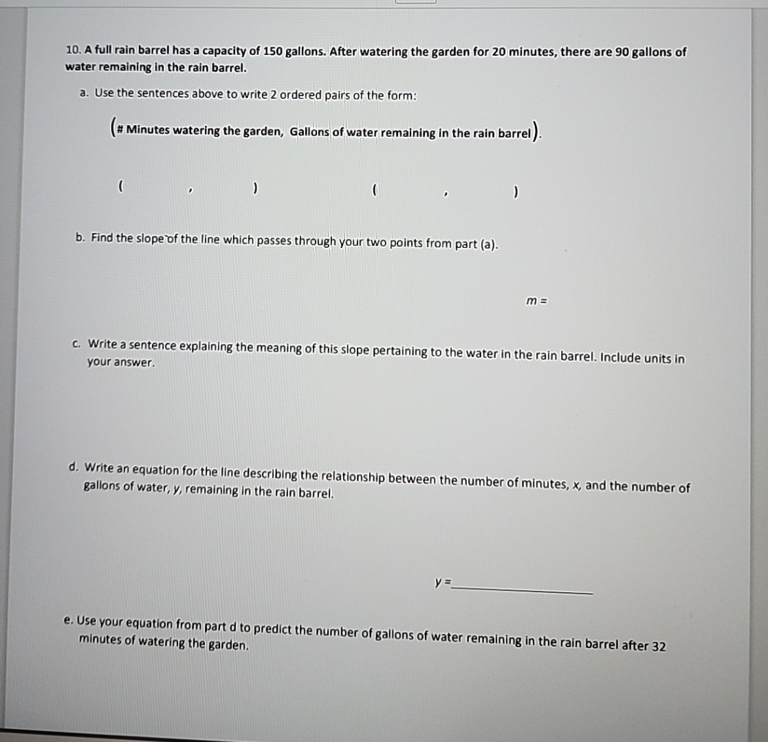 Solved A full rain barrel has a capacity of 150 ﻿gallons. | Chegg.com