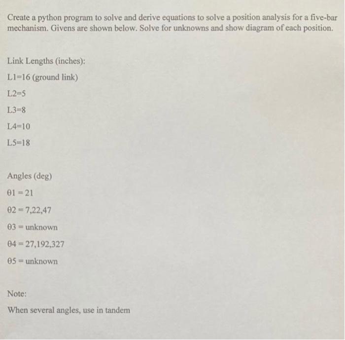 Solved Create a python program to solve and derive equations | Chegg.com