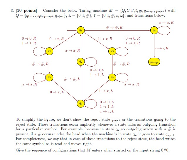 Solved 3. (10 points) Consider the below Turing machine M = | Chegg.com