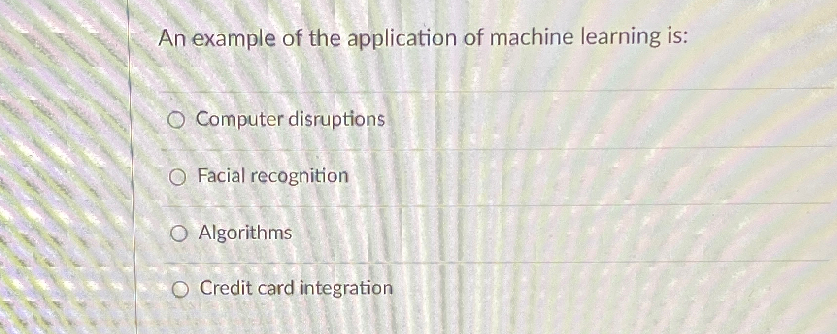 Solved An example of the application of machine learning | Chegg.com
