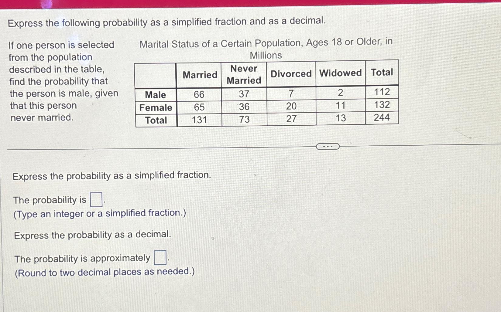 Solved Express the following probability as a simplified | Chegg.com