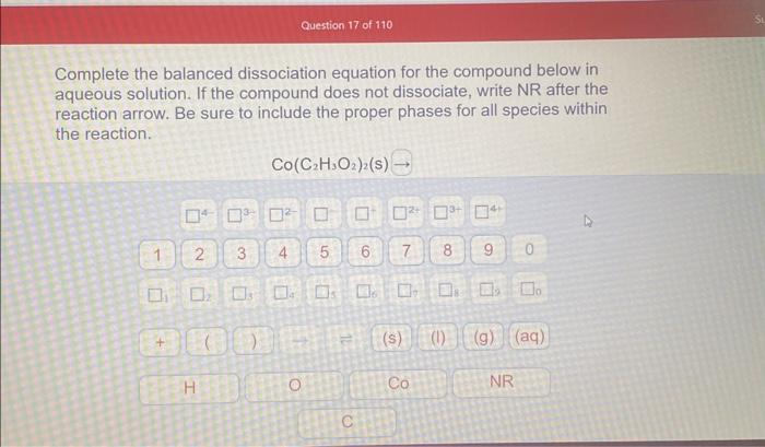 Solved Complete The Balanced Dissociation Equation For The