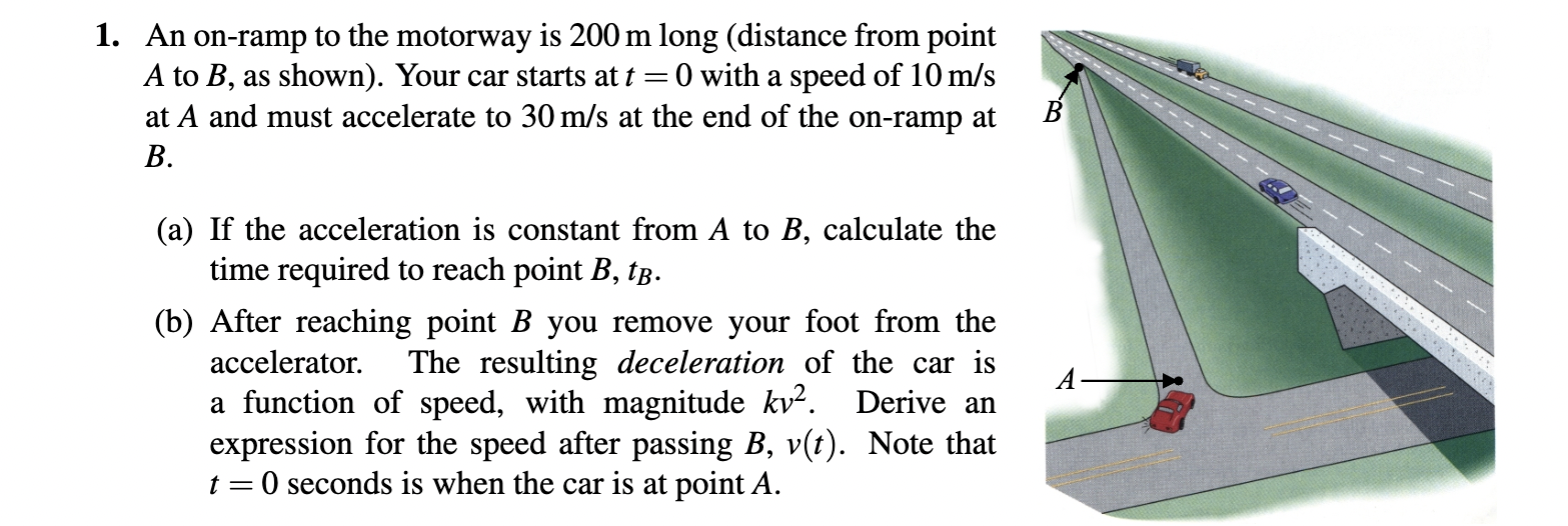Solved An on-ramp to the motorway is 200m ﻿long (distance | Chegg.com
