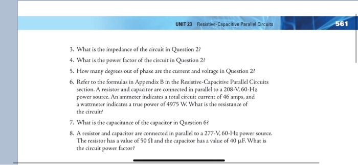 UNIT 23 Resistive-Capacitive Parallel Circuits 561 3. | Chegg.com